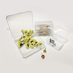 ODOOKON 18 Pcs (3 sizes) Rectangle Mini Clear Plastic Storage Containers Box Case with lid for Items,Pills,Herbs,Baby products, Bead, Jewelry, and Other Small Items