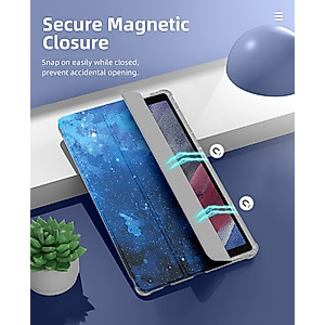MoKo Case Fits Samsung Galaxy Tab A7 Lite 8.7 Inch SM-T225/T220/T227, Slim Lightweight Smart Case Trifold Stand Case with Soft TPU Translucent Frosted Back Shell for Galaxy Tab A7 Lite - Blue Sky Star