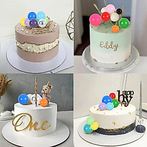 BEISHIDA 20 PCS Yellow Ball Cake Topper Cake Decoration Mini Balls Cake Toppers Foam Balls s Happy Birthday Cake DIY Cake Insert for Baking Birthday Anniversary Wedding Baby Shower Party