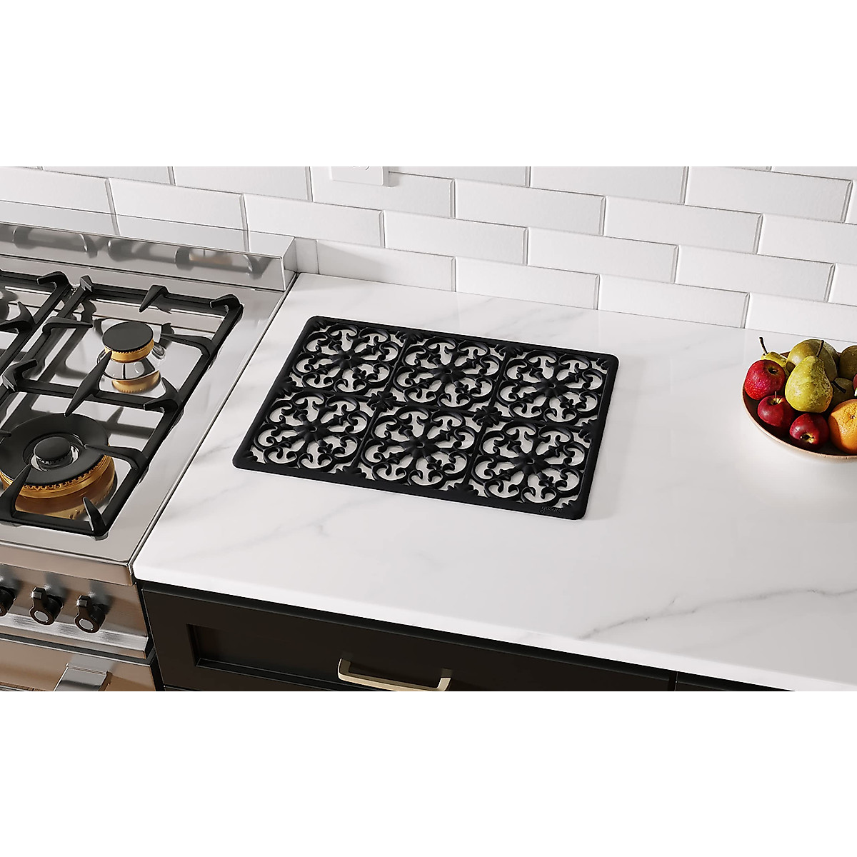 gasaré, Extra Large, Thick, Silicone Trivet for Hot Pots, Pans, Dishes, and Bakeware, Hot Pads, Hot Plates, for Kitchen Quartz Countertops, Dishwasher Safe, 16 x 12 x 3/8 Inches, Black