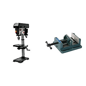 JET JWDP-12, 12-Inch Benchtop Drill Press (716000) and Wilton LP4 Low Profile Drill Press Vise, 4" Jaw Width (11744)