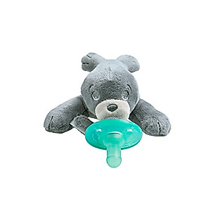 Philips AVENT Soothie Snuggle Pacifier Holder with Detachable Pacifier, 0m+, Seal, SCF347/04- 1 Count (Pack of 1)