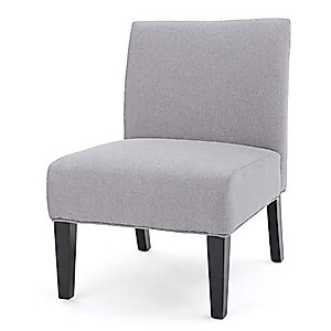 GDFStudio Contemporary Fabric Slipper Accent Chair, Light Gray and Matte Black