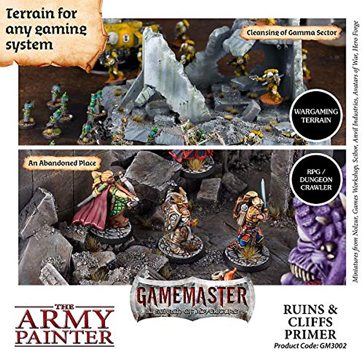 The Army Painter GameMaster - Terrain Primer: Ruins & Cliffs (10 Ounce) - Matte Spray Paint Primer for Dungeon Dragon Terrains & Tiles, and Filler Primer for Tabletop Roleplaying Wargaming Scenery