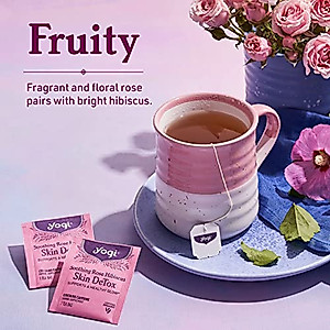 Yogi Tea Soothing Rose Hibiscus Skin DeTox Tea - 16 Tea Bags per Pack (4 Packs) - Organic DeTox Tea to Support Skin Health - Includes Green Tea Leaf, Rose Petal, Honeybush Leaf, Hibiscus & More