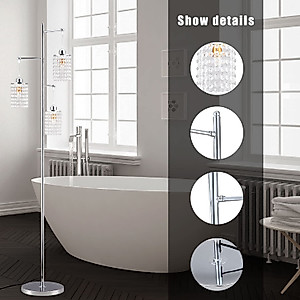 beaysyty Art Decor Crystal Floor Lamp 3-Light Contemporary Crystal Lampshade for Living Room,Bedroom,Office,LED Bulb Included,Chrome Finish