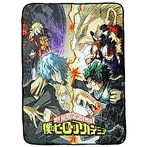 My Hero Academia Anime Manga Student Heroes Vs. League Of Villains Super Plush Fleece Throw Blanket Black / One Size
