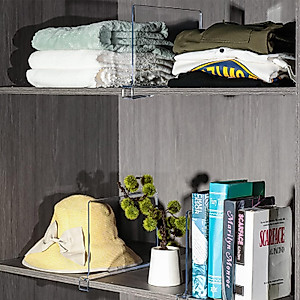 GBACHOOSE 12PCS Clear Shelf Dividers, Acrylic Shelf Dividers for Closet Organization Closet Shelf Divider, Vertical Adjustable Shelving Separators for Clothing Purse, 11.8x7.8 Inch