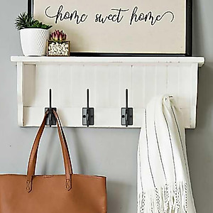 Homanu 14 Pack Coat Hooks, Heavy Duty Coat Hooks Wall Mount with 28 Screws, No Rust Double Hooks Black Hooks for Towel, Coat, Scarf, Bag, Hat, Cup, Key