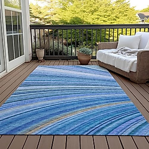 Addison Rugs Chantille ACN585 Blue 9' x 12' Indoor Outdoor Area Rug, Easy Clean, Machine Washable, Non Shedding, Bedroom, Living Room, Dining Room, Kitchen, Patio Rug