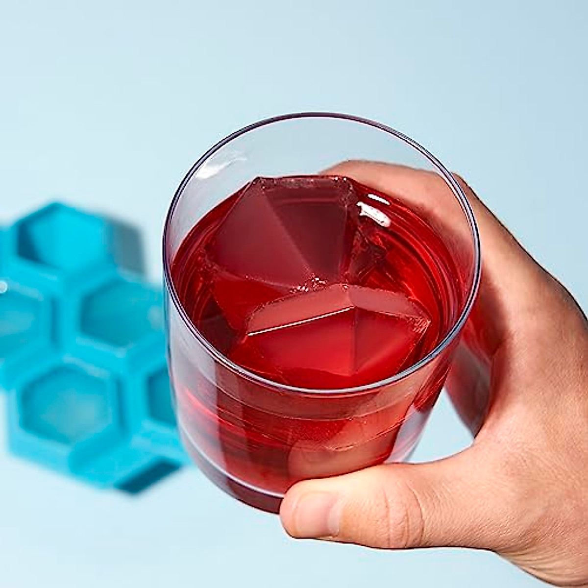 TrueZoo Diamond Silicone Mold Tray for Whiskey Bath Bombs, Candy, Soap, and DIY Crafts, Dishwasher Safe, 1.75", Blue, Set of 1, Makes 6 Ice Cubes