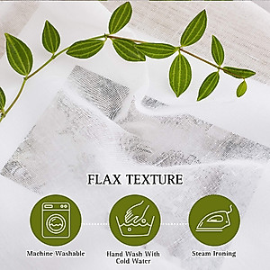 NICETOWN White Linen Curtains 84 inch Length, Tab Top Soft Semi Sheer Flax Window Treatments Privacy with Light Filtering Vertical Drapes for Bedroom/Living Room, W52 x L84, 2 Panels