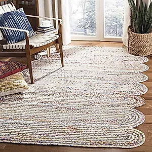 SAFAVIEH Cape Cod Collection Accent Rug - 4' x 6', Ivory & Multi, Handmade Braided Jute & Cotton, Ideal for High Traffic Areas in Entryway, Living Room, Bedroom (CAP208A)