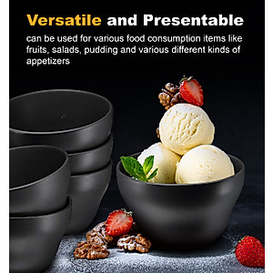 Bruntmor 8 Oz Ceramic Dessert Bowl Set of 6 in Matte Black, 8 Ounces Ceramic Chip and Dip Bowls, Small Ceramic Dish Set for Snacks, Nuts, Chip and Dip at Party, Thanksgiving and Christmas