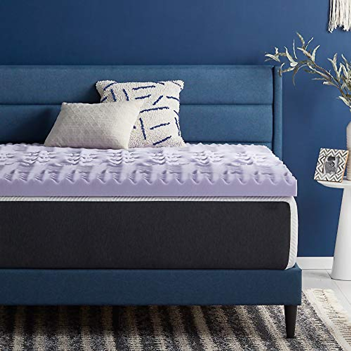 LUCID 3 Inch 5 Zone Lavender Memory Foam Mattress Topper – Plush- Calming Lavender & Premium Hypoallergenic 100% Waterproof Mattress Protector - Universal Fit, Cotton Terry Top, Full