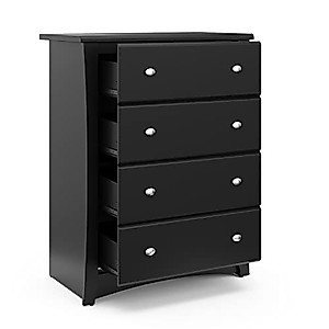 Storkcraft Crescent 4 Drawer Chest (Black) – GREENGUARD Gold Certified, Dresser For Nursery, 4 Drawer Dresser, Kids Dresser, Nursery Dresser Drawer Organizer, Chest of Drawers