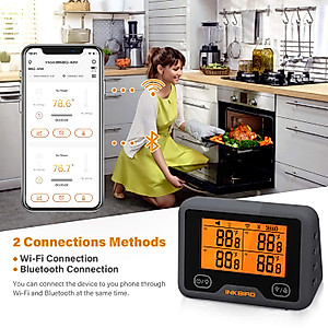 Inkbird Wi-Fi Bluetooth Grill Thermometer, Wireless BBQ Thermometer with 4 Probes,Digital Meat Thermometer for Smoker, Oven, Kitchen, Drum, Grill