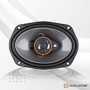 Two Pair of Alphasonik AS68 6x8 inch 350 Watts Max 3-Way Car Audio Full Range Coaxial Speakers with Universal Mounting Holes for Easy Installation