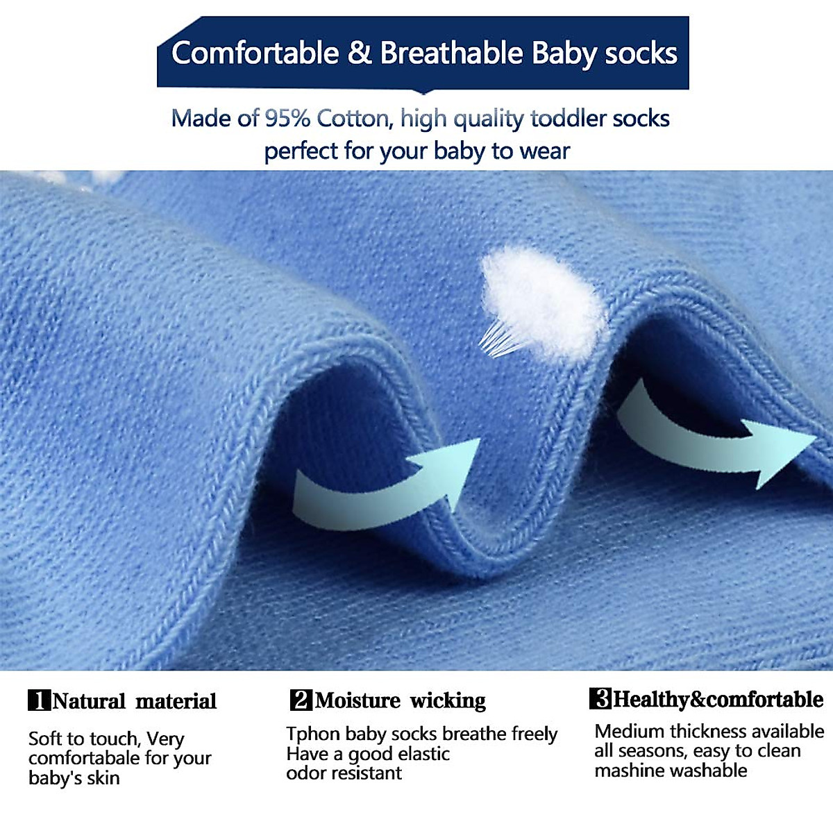 Tphon Kids Non Slip Toddler Boy Grip Socks 12 Pairs Anti Skid Sticky Socks for 1-3 Years Infants Baby Children