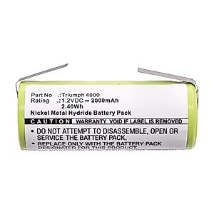 Synergy Digital Toothbrush Battery, Compatible with Oral-B 3745 Toothbrush, (Ni-MH, 1.2V, 2000mAh) Ultra High Capacity, Replacement for Oral-B Battery
