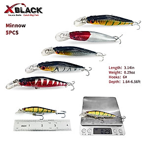 XBLACK Hard Fishing Lures Set 20PCS Mixed Minnow Crankbaits for Beginner Starter, XBLACK Baits, Catch Big Fish!