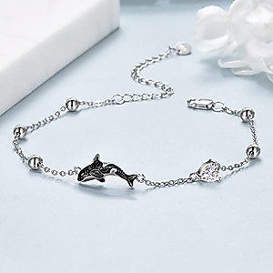 POPLYKE Sterling Silver Killer Whale Orca Adjustable Bracelets Jewelry for Women