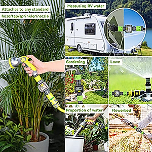 RAINPOINT Water Meter for Garden Hose, Water Flow Meter with Connectors, Measures Single/Total Water Usage in Gallons Liters, Flow Rate in GPM LPM, Garden Watering, Pool or RV Filling,V2, 2023 Release