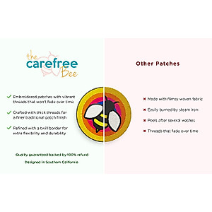 Iron on Hippie Patches Retro - The Carefree Bee | The Beatles Set of 12 Iron On Vintage Patches for Backpacks, Cute Jean Peace Sign Patches for Clothes (Set 4)