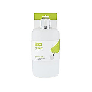 True Rogue Plastic Flask for Liquor - Hidden & Discreet 16oz White Plastic Flask with 1oz Aluminum Shot Glass Cap for Travel & Cruise Liquor Beverages - Set of 1