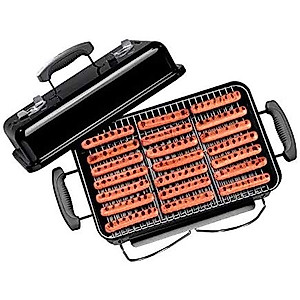 Duke Grills Omaha Go Anywhere Portable Charcoal Grill with Lid - Mini Table Top Grill for Camping, Boat, Tailgate, BBQ - Sturdy Steel Design - Foldable Legs - 6 Burgers, 4 Dogs