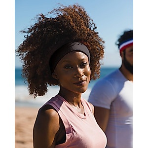 Suddora Workout Headband for Men and Women, Moisture-Wicking Athletic Sweatband, Lightweight Cotton Terry Cloth Bands for Basketball, Tennis, Football, Gym, Running, Cosplay & Costumes (Black)