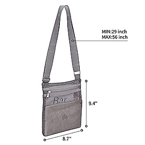 USPECLARE Heavy Duty Semi-Transparent small Mesh Purse, See Through Mesh Crossbody Bag (Grey)