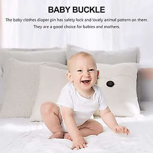 10pcs Safety Pins Diaper Pins Cute Animal Head Cloth Pins with Locking Closures U- Shaped Nappy Pins Buckle for Napkins Garment Repair Pins Random Color