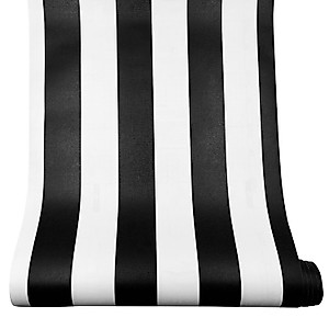 SimpleLife4U Black and White Stripe Self-Adhesive Shelf Liner Contact Paper 17.7 Inch By 9.8 Feet