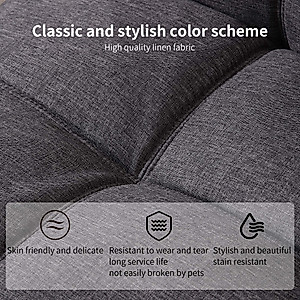 Vyfipt Futon Bed/Couch,Grey Polyester Memory Foam Small Splitback, Easy-Convert Backrests&Armrests,Stain-Resistant Fabric Sofas, 71x33x31.5