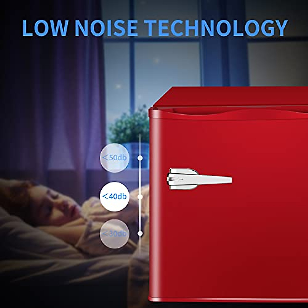 Antarctic Star Mini Upright Freezer -1.2 cu.ft Compact freezer with Removable Shelves and Adjustable Thermostat, for Home/Kitchen/Office(Red)