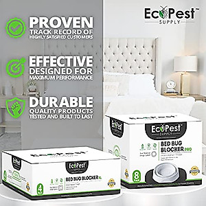 Bed Bug Interceptors – 4 Pack | Bed Bug Blocker (XL) Interceptor Traps (White) | Extra Large Insect Trap, Monitor, and Detector for Bed Legs