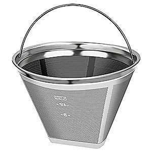 #4 Reusable Permanent Cone Coffee Filters, 8~12 Cup Size 4 Coffee Filters, Perfect Fit for Cuisinart Hamilton Beach Coffee Maker Filter, Replace Cuisinart GTF Gold Tone Coffee Filters