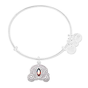 Disney Parks Alex and Ani Just Married Cinderella Pumpkin Coach Charm Bangle Bracelet (Silver)