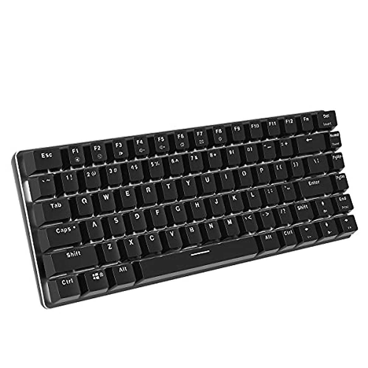 FIRSTBLOOD ONLY GAME. AK33 Geek Mechanical Keyboard, 82 Keys Layout, Blue Switches, White LED Backlit, Aluminum Portable Wired Gaming Keyboard, Pluggable Cable, for Games Work and Daily Use, Black