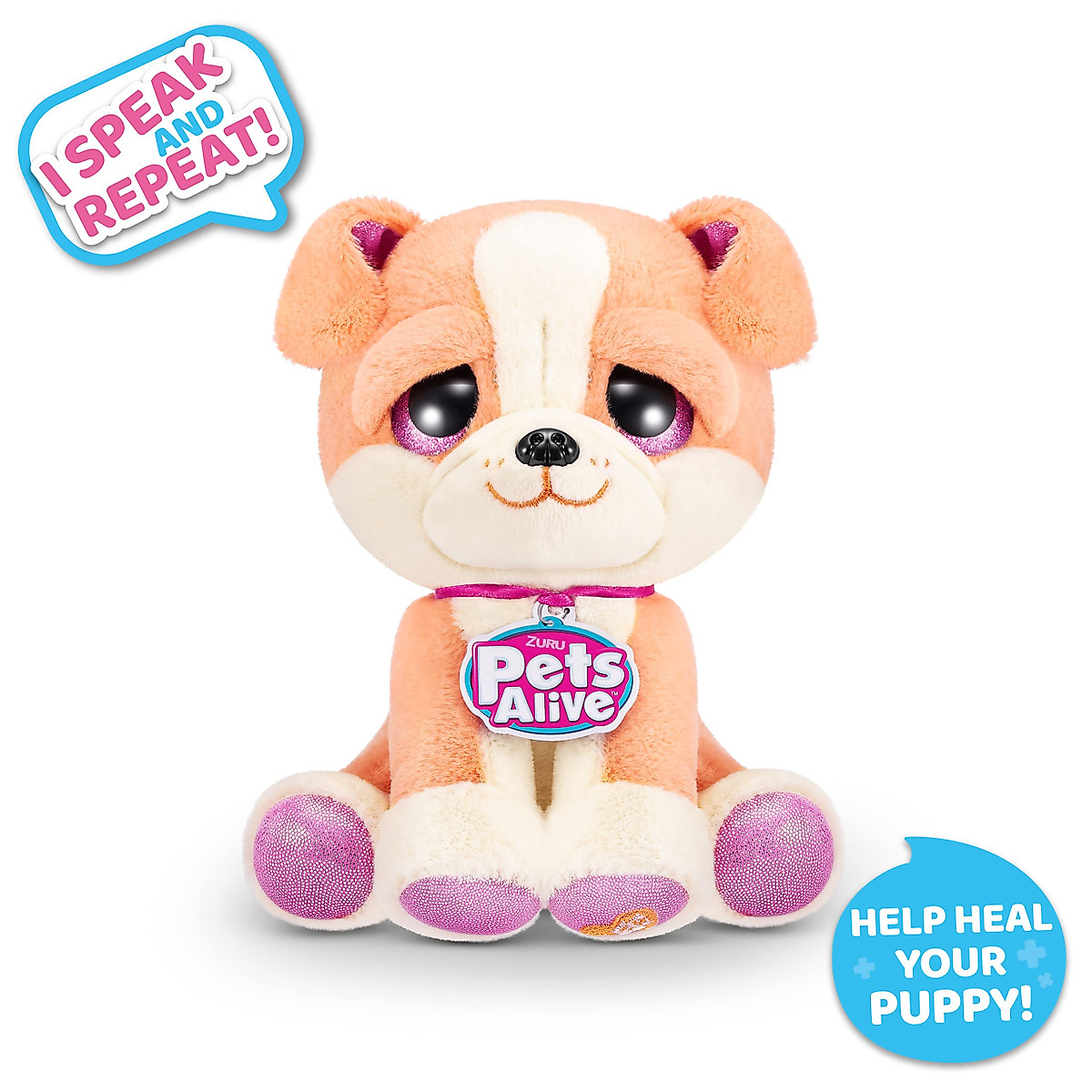Pets Alive Pet Shop Surprise S3 Puppy Rescue (Bull Dog) by ZURU Surprise Puppy Plush, Ultra Soft Plushies, Compound Surprises Inside, Interactive Toy Pets, Electronic Speak and Repeat