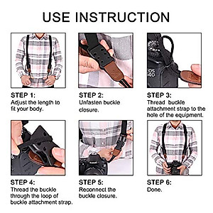 Vigorport Camera Strap,Cross Shoulder Straps for Binoculars, Rangefinders,Harness Strap Compatible with Canon, Nikon, Sony and DSLR SLR Cameras-Brown