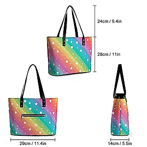 Womens Handbag Rainbow Leather Tote Bag Top Handle Satchel Bags For Lady