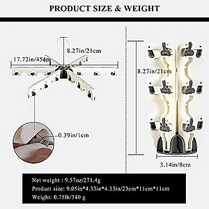 LTH-GD Hanger with Clips for Drying Underwear and Socks, Foldable Clothes Hangers with 18 (Invisible), Handy and Sturdy, Great for Masks, Bras, Baby’s Cloth Diaper, Toys and Other Small Items,White