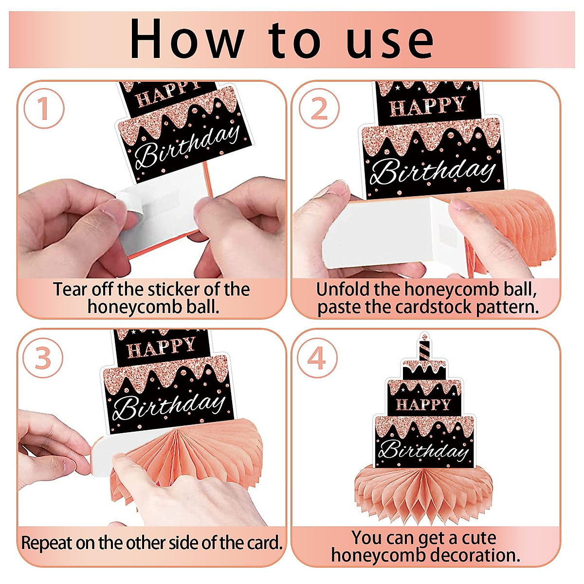 10 PCS Rose Gold 60th Birthday Decoration，60th Birthday Centerpieces for Tables， Happy 60th Honeycomb Table Topper for Women，60th Birthday Table Sign Decor