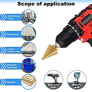 Luckyweld Step Drill bit Set 1/4” to 1-3/8”, Multifunction Triangle Handle Drilling Step Bit Set for Metal and Wood