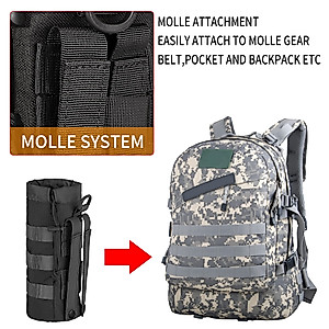 bvya 2 Pack Sports Water Bottle Pouches， Tactical Molle Water Bottle Holder Pouch, Drawstring Top Closure Sports Water Bottle Pouch Carrier