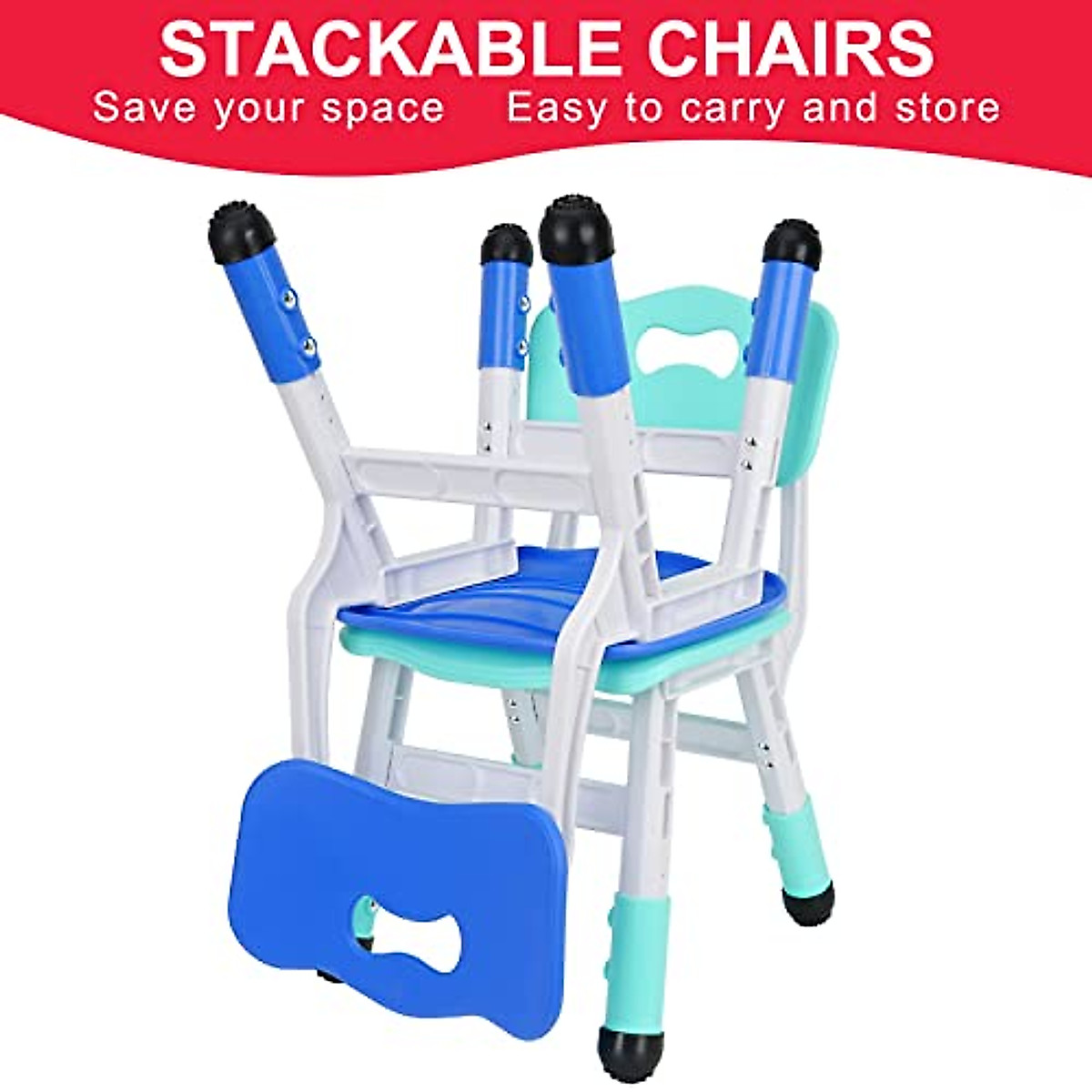 JIAOQIU Kids Chair Height Adjustable Toddler Chair Max Load 220LBS Plastic Indoor Outdoor Chair School Home Daycare Use Red