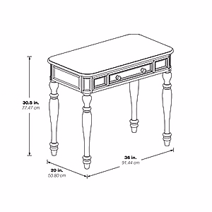 OSP Home Furnishings Country Meadows 36 Inch Writing Desk with Drawer, Plantation Grey