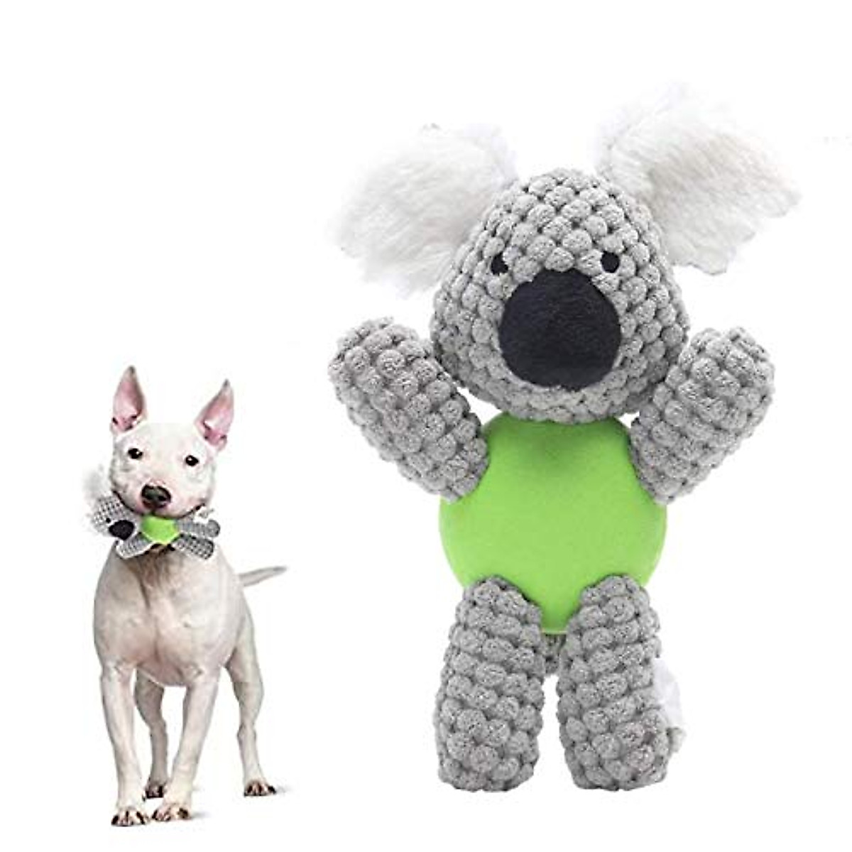 ONTWOPETS Dog Toy Plush Durable Small Dog Toys Low Stuffing Interactive Dog Plush Toys W/Squeaker Puppy Chew Toys Reduces Boredom (Small, Koala with Squeaker Rubber Ball Body)